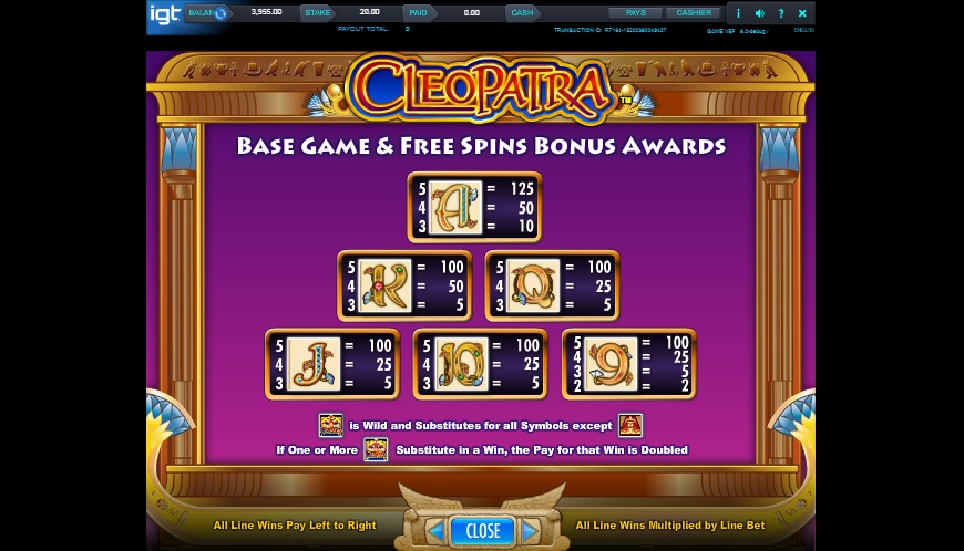 Machine à sous Cleopatra gratuit du IGT | Jouer Jeux casino en ligne